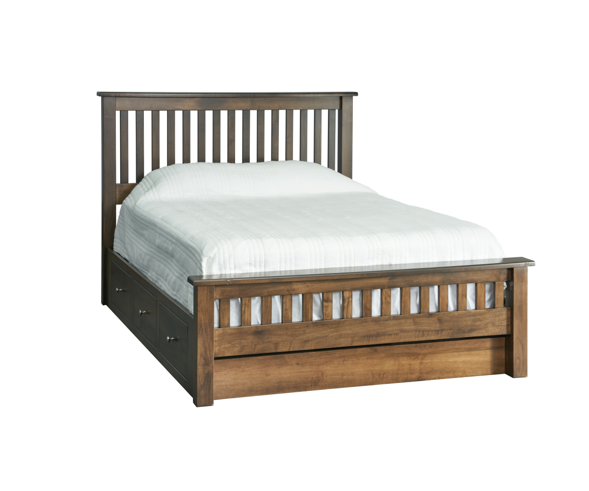 Classic Shaker Slat Bed with Storage Rails | Amish Originals